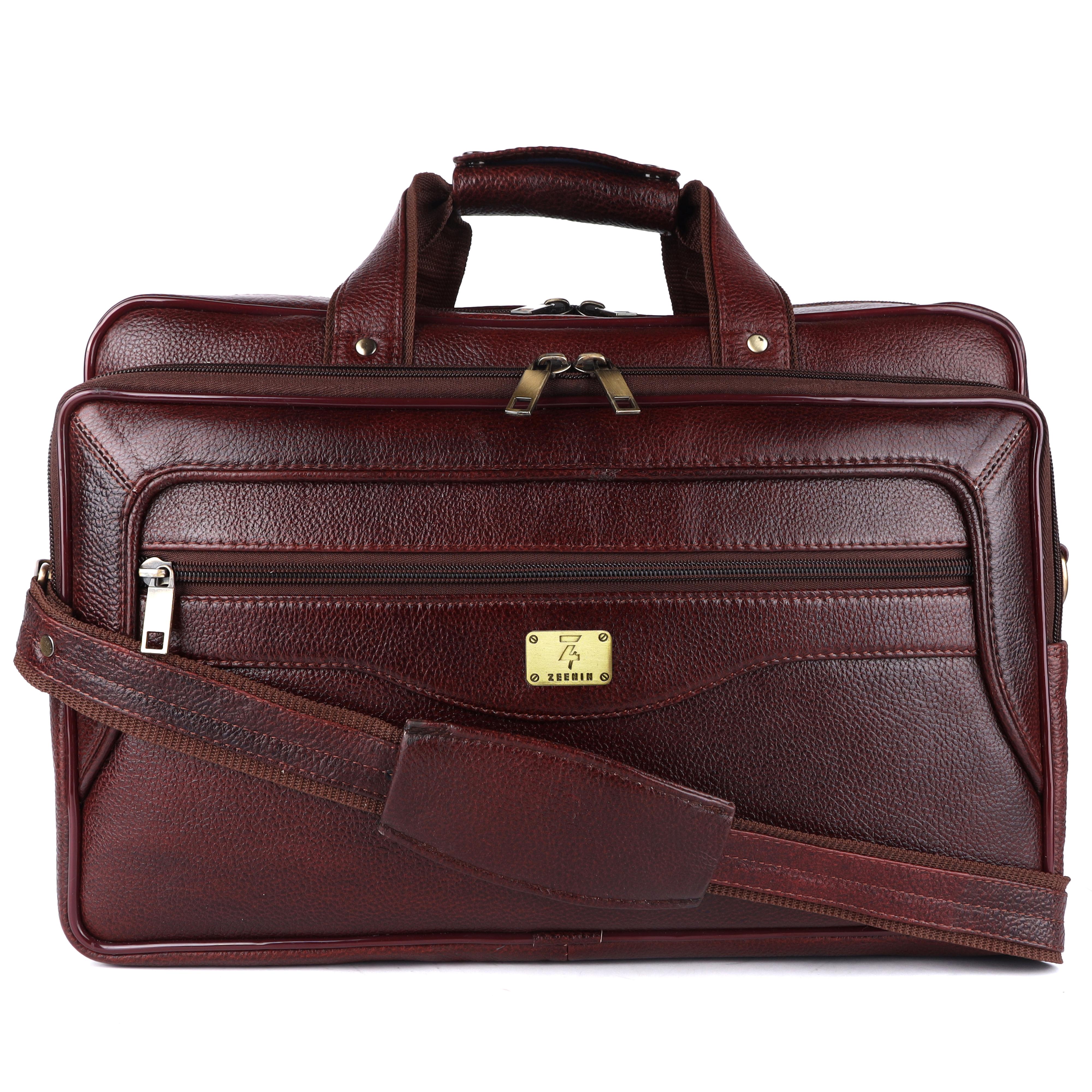 Pure Genuine Leather 16 Inch Stylish Padded Compartment Briefcase ...